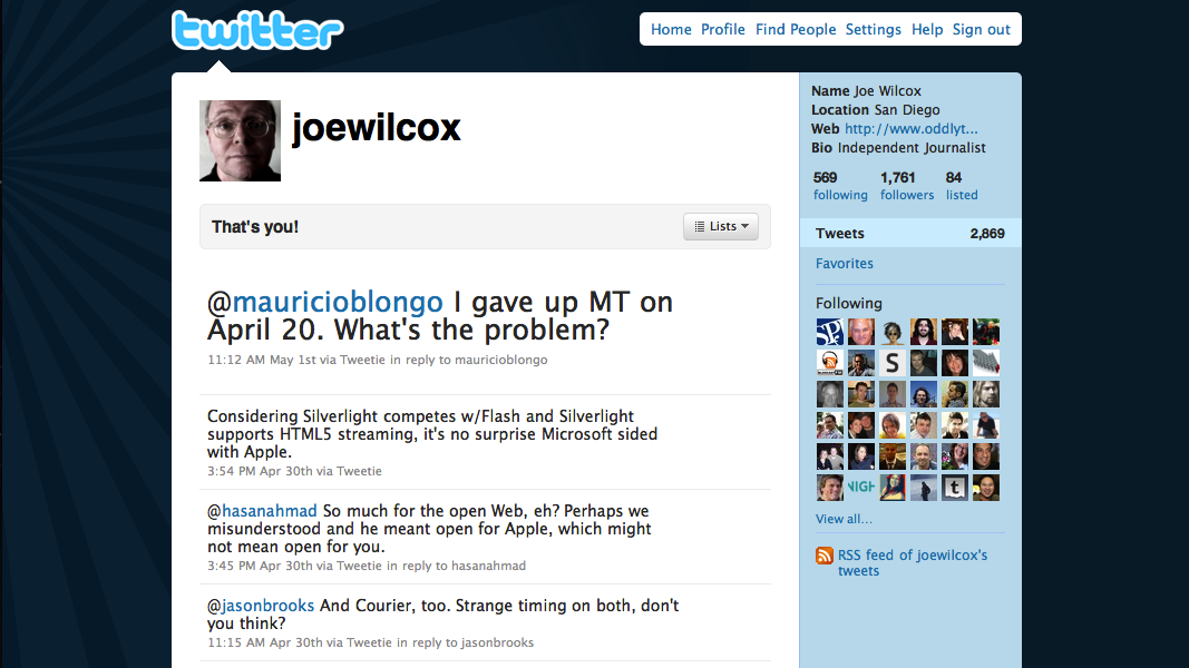 Joe Wilcox Twitter page – 5 Minutes with Joe